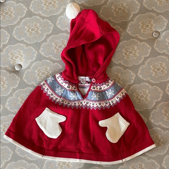Angel Dear | Shirts & Tops | Angel Dear Red And White Knit Poncho ...